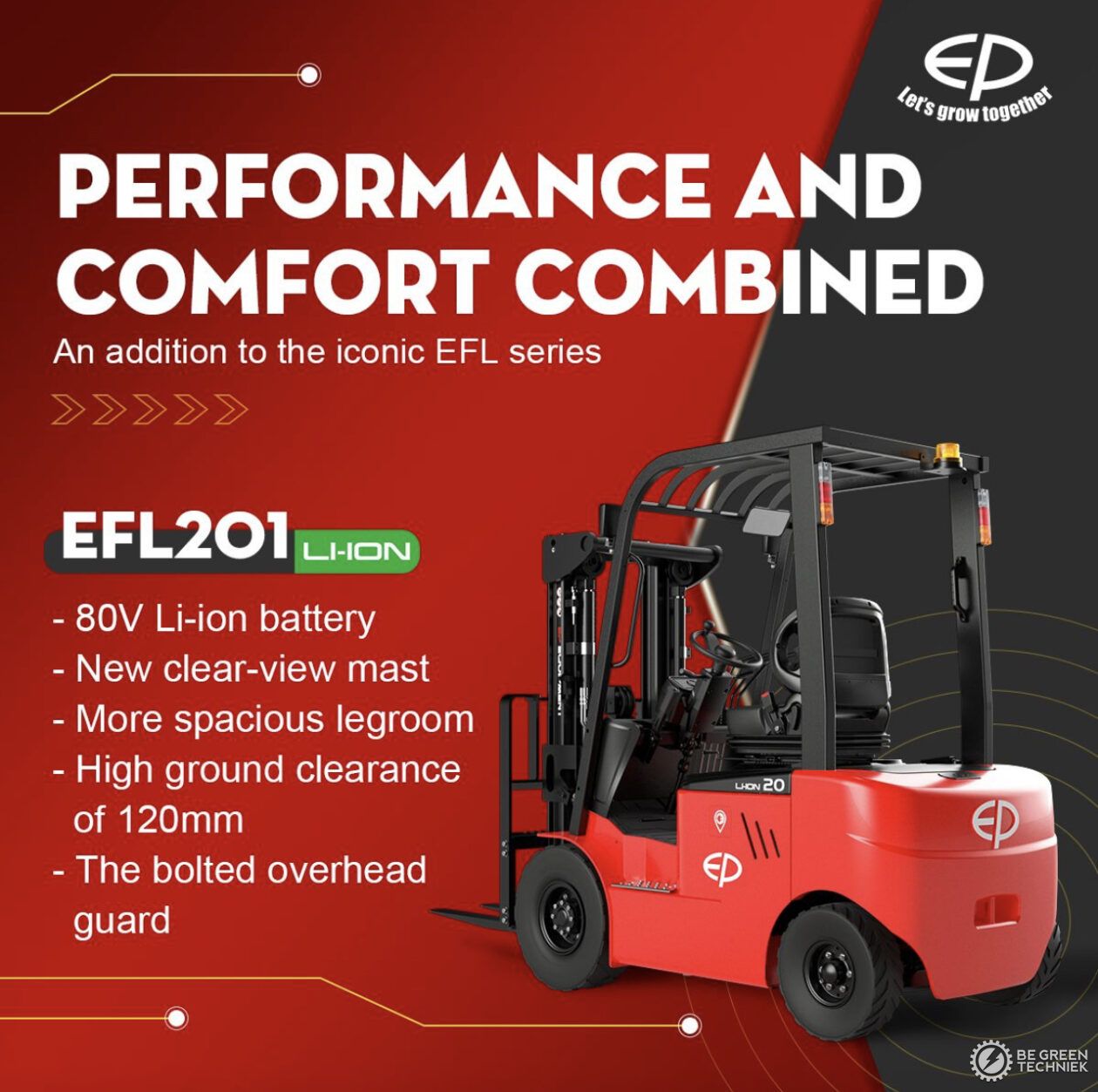 EP EFL201 elektrische heftruck kopen? 2.000 kg (2 ton) - Be Green Techniek